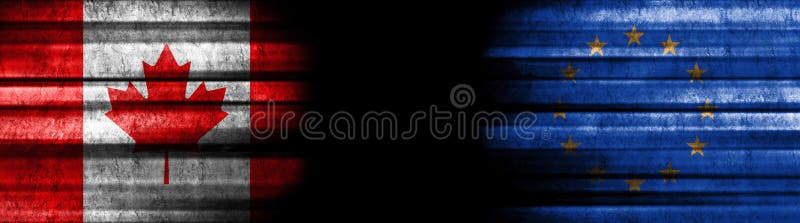 Canada and European Union Flags on Black Stock Illustration ...