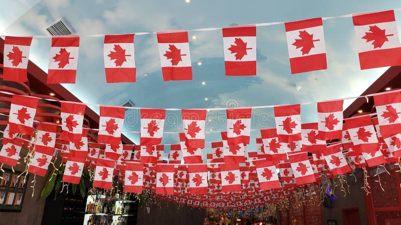 Canada,f lags editorial stock photo. Image of hanging - 160908928