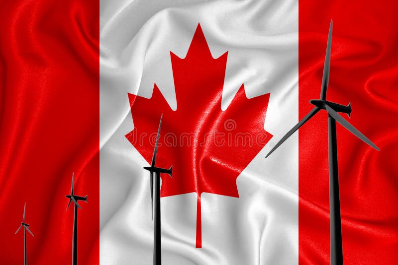 Canada Flag Alternative Energy Wind Illustration Silhouette Wind ...