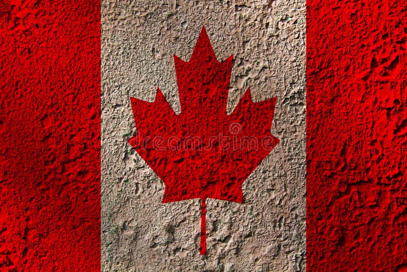 Canada Flag on a Background Wall Texture. the Concept of Design ...