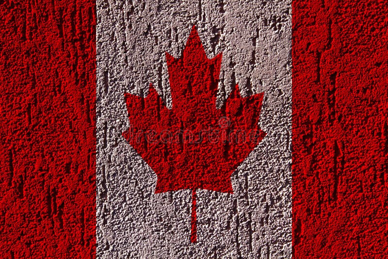 Canada Flag on a Background Wall Texture. the Concept of Design ...