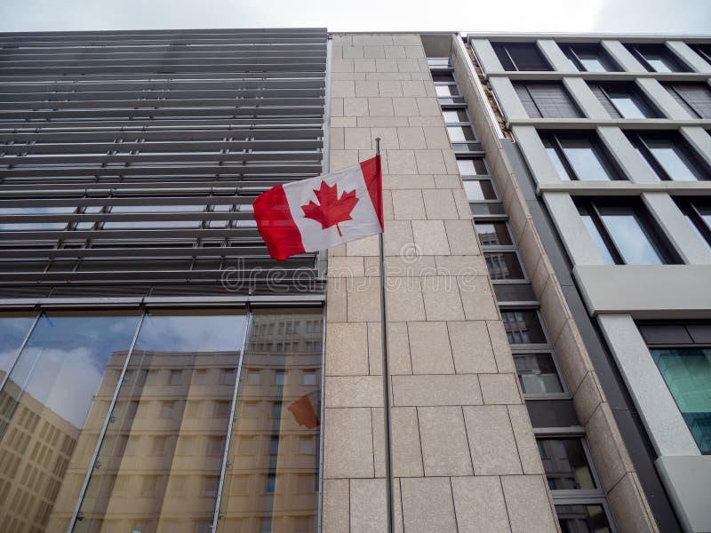 Canada Flag on the Building. Flag of Canada. Stock Image - Image of ...