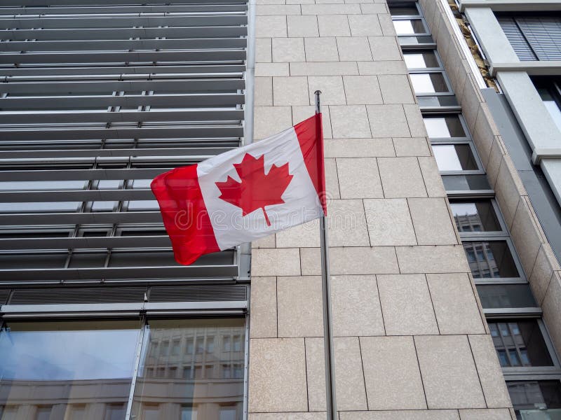 Canada Flag on the Building. Flag of Canada. Stock Image - Image of ...