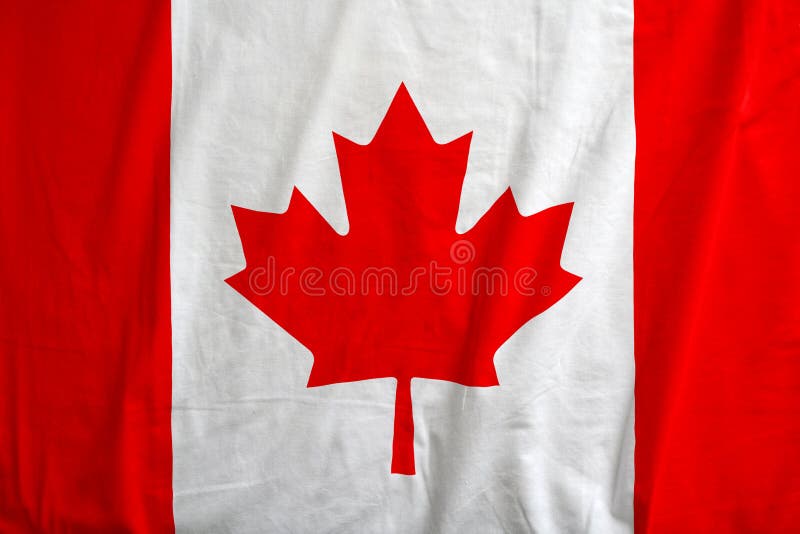 Canada Flag on the Fabric Texture Background. Stock Image - Image of ...