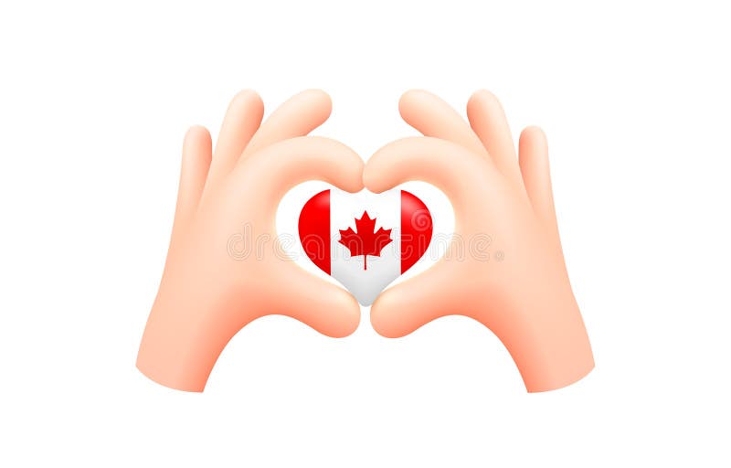Canada Flag in Form of Hand Heart. National Flag Concept Stock Vector ...