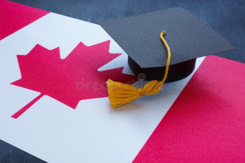 Canada Flag and Graduation Cap on it. Stock Image - Image of concept ...
