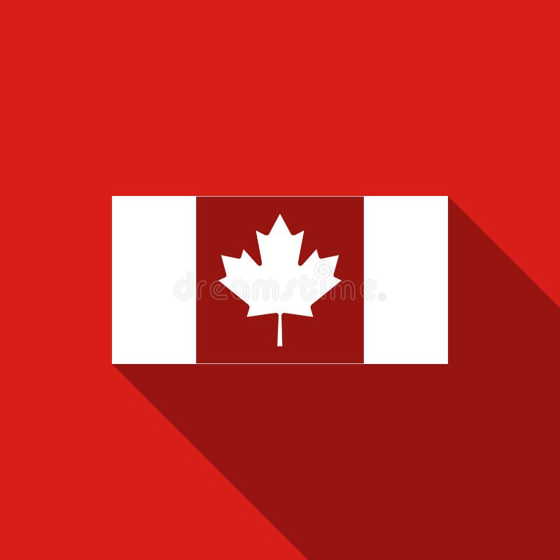 Canada Flag Icon Isolated with Long Shadow. Flat Design Stock Vector ...