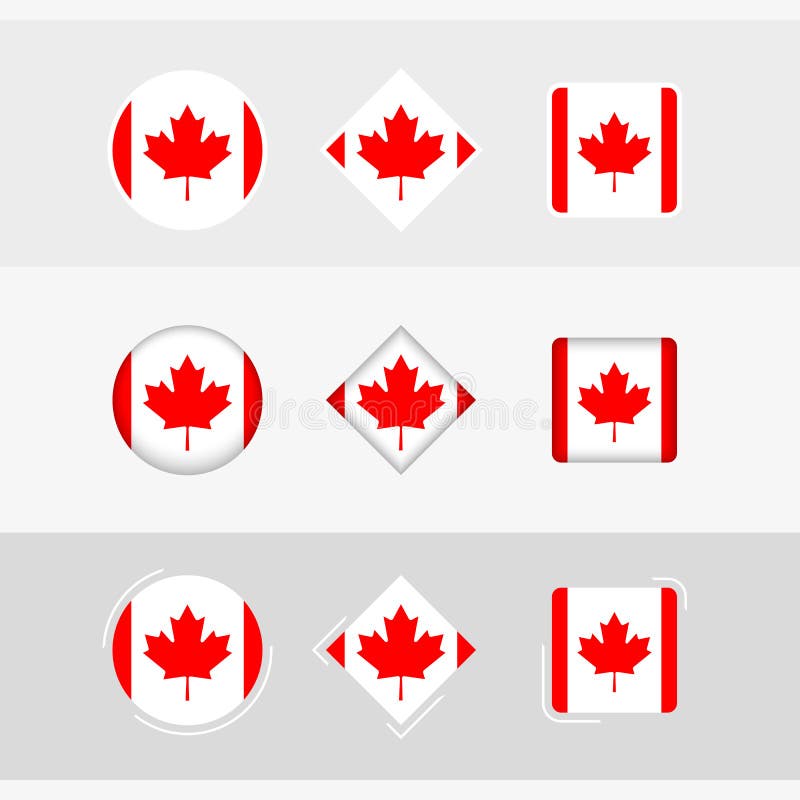 Canada Flag Icons Set, Vector Flag of Canada Stock Vector ...