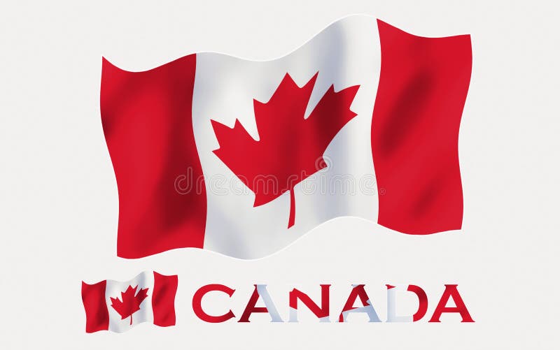Canada Flag Illustration with Canada Text with White Space Stock ...