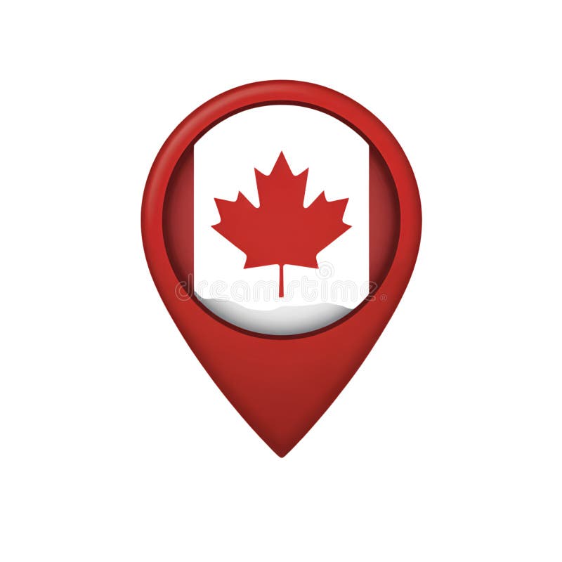 Canadian Flag Location Marker Red Pin Graphic Design Element Map Leaf ...