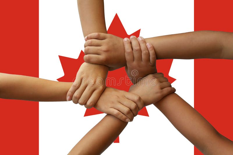 Canada Map Multicultural Group of People Integration Immigration Stock ...