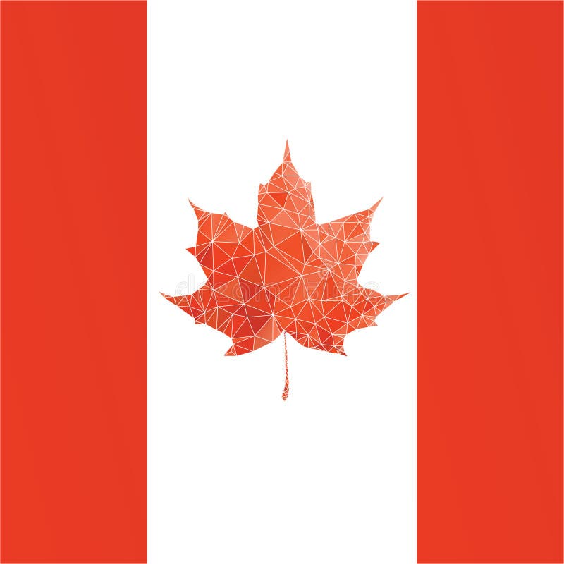 Canada Flag with Low Poly Maple Leaf Stock Vector - Illustration of ...