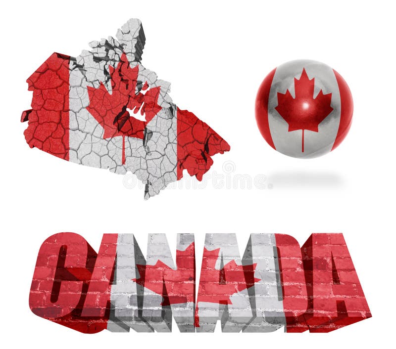 Canada Text with Canadian Flag Stock Illustration - Illustration of ...