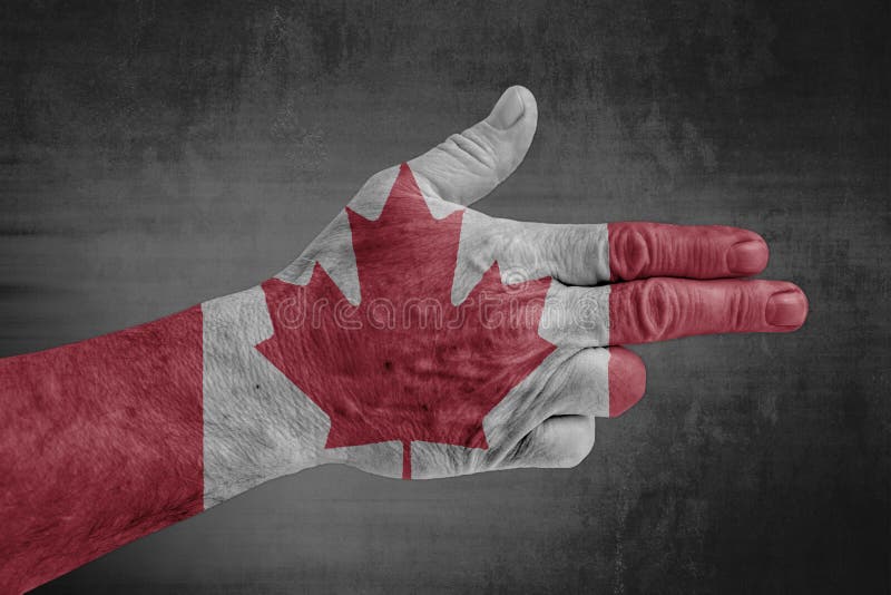 Hand Point With Finger In Canada National Flag Stock Photo - Image of ...