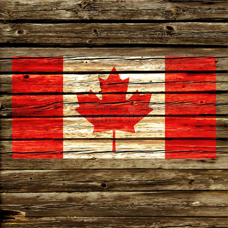 Canada Flag Painted on Old Rustic Timber Wall Stock Vector ...