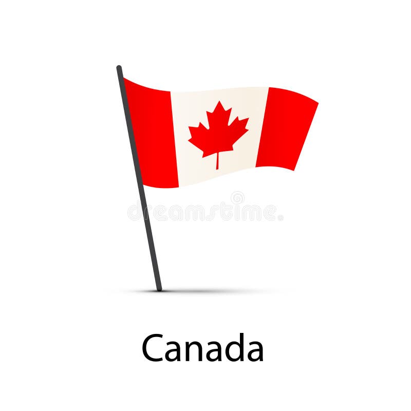 Canada Flag on Pole, Infographic Element on White Stock Vector ...