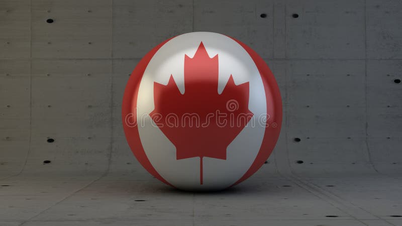 Canada Flag Sphere Icon in Concrete Room Stock Illustration ...