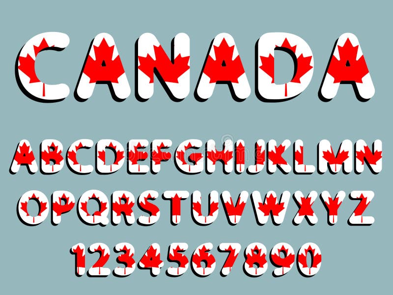 Canada Font Alphabet and Numeral Stock Vector - Illustration of pattern ...