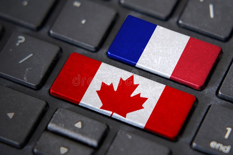 Canada and France Flags on Computer Keyboard Stock Photo - Image of ...