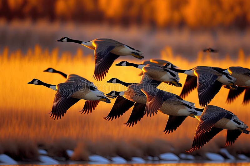 Canada geese migrate south stock illustration. Illustration of journey ...