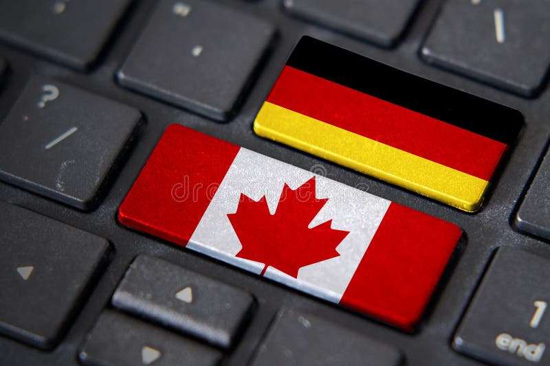 Canada and Germany Flags on Computer Keyboard Stock Illustration ...