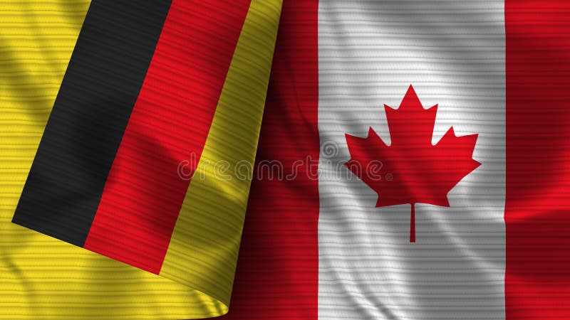 Canada and Germany Realistic Flag â€“ Fabric Texture Illustration Stock ...