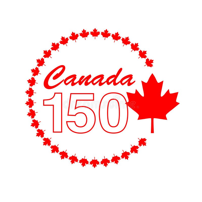 Canada 150 in Circle Maple Leaf Frame Stock Illustration - Illustration ...