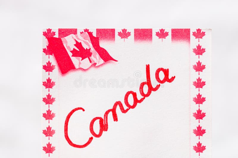 Canada Handwriting on Paper with Canada Flag. Writing Text on Memo Post ...