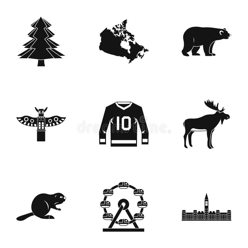 Canada Icon Set, Simple Style Stock Vector - Illustration of bear ...