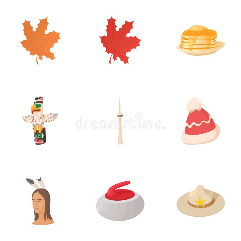 Canada Icons Set, Cartoon Style Stock Vector - Illustration of country ...