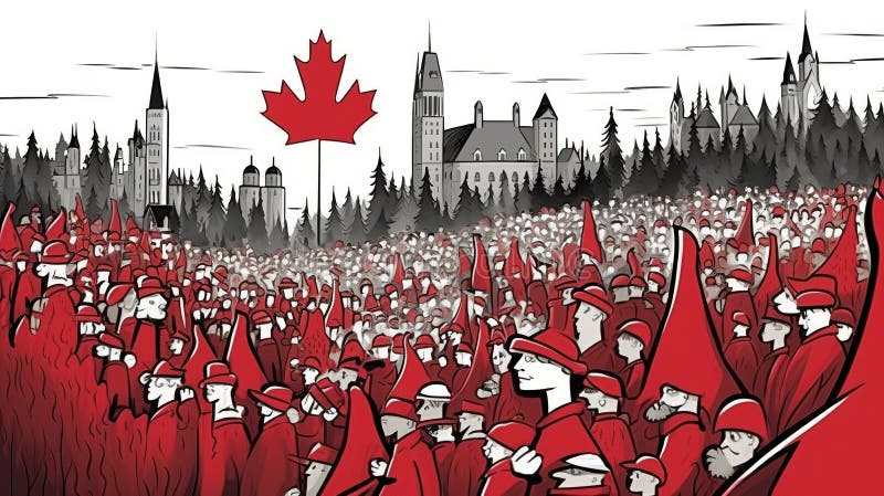 Canada Independence Day. Graphic Illustration in Red Colors with Flags ...