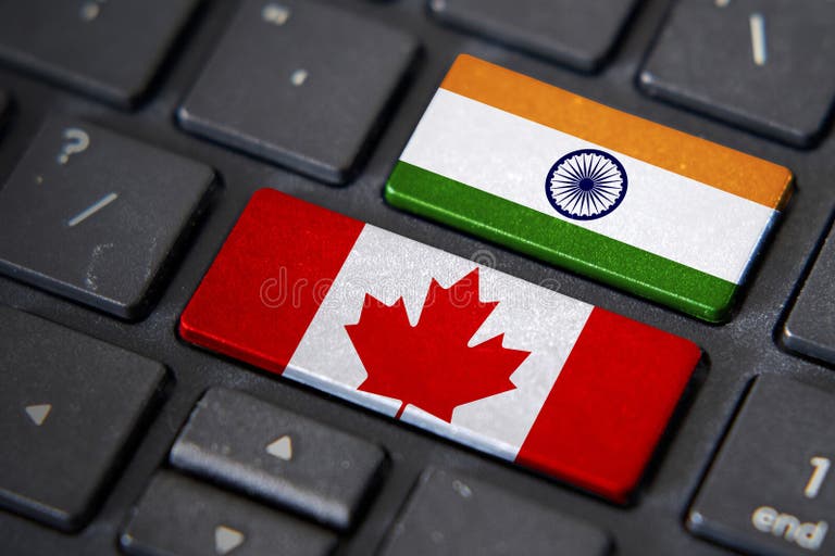 Canada and India Flags on Computer Keyboard Stock Photo - Image of ...