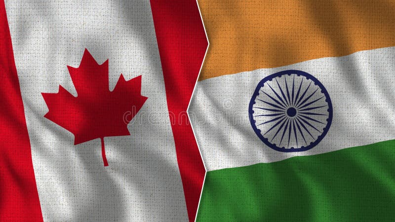 Canada and India Half Flags Together Stock Photo - Image of macro ...