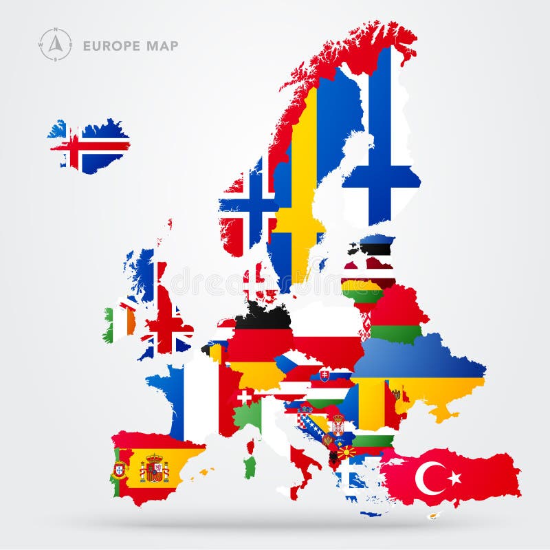 Europe Map with European Flags Stock Vector - Illustration of ...
