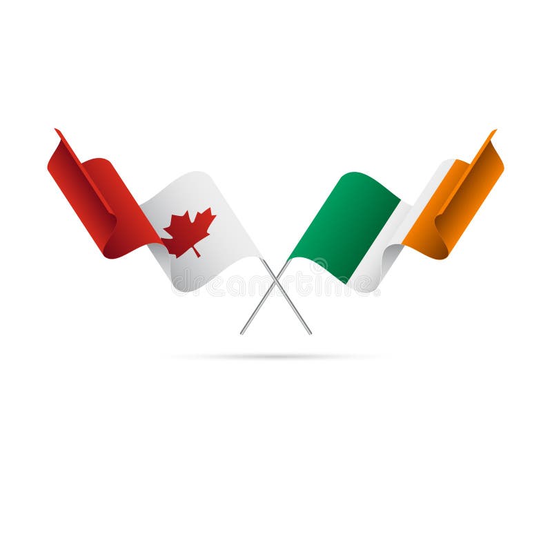 Canada and Ireland Flags. Crossed Flags. Vector Illustration. Stock ...