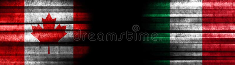 Canada and Italy Flags on Black Stock Illustration - Illustration of ...