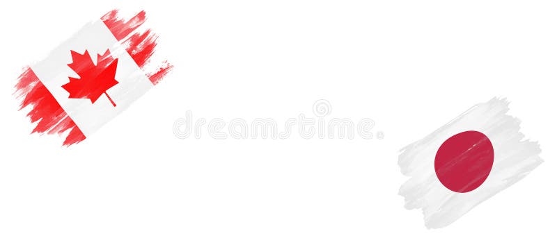 Canada and Japan Flags on White Stock Illustration - Illustration of ...