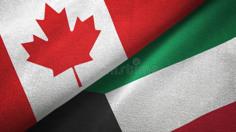 Canada and Kuwait Two Flags Textile Cloth, Fabric Texture Stock ...