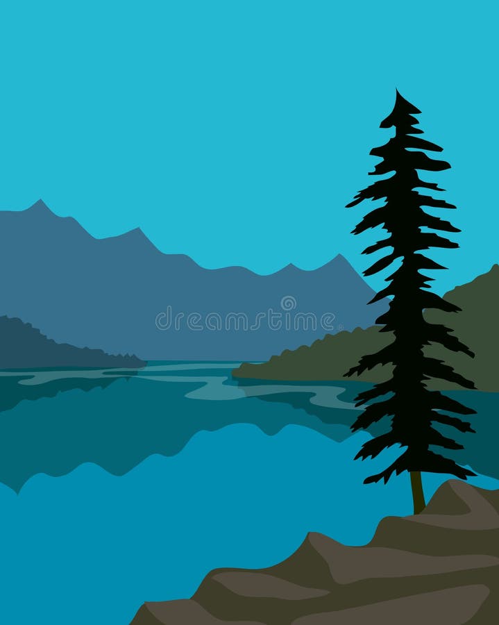 Canada Landscape Illustration Stock Vector - Illustration of mountains ...