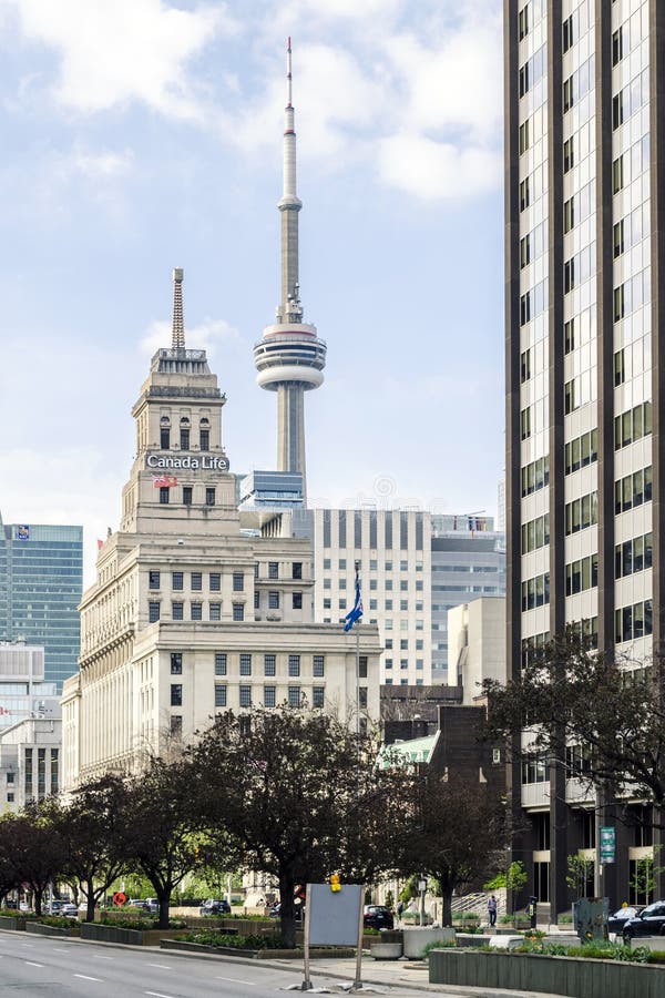 Canada Life Historic Building in Toronto with CN Tower in the ...