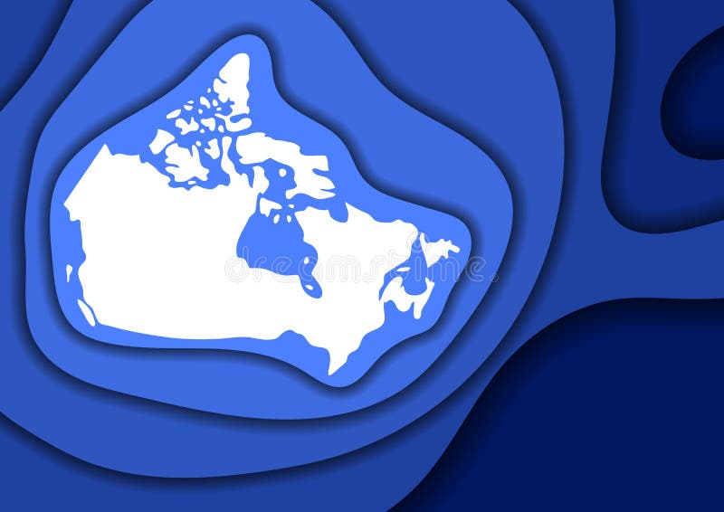 Canada Map Abstract Schematic from Blue Layers Paper Cut 3D Waves and ...