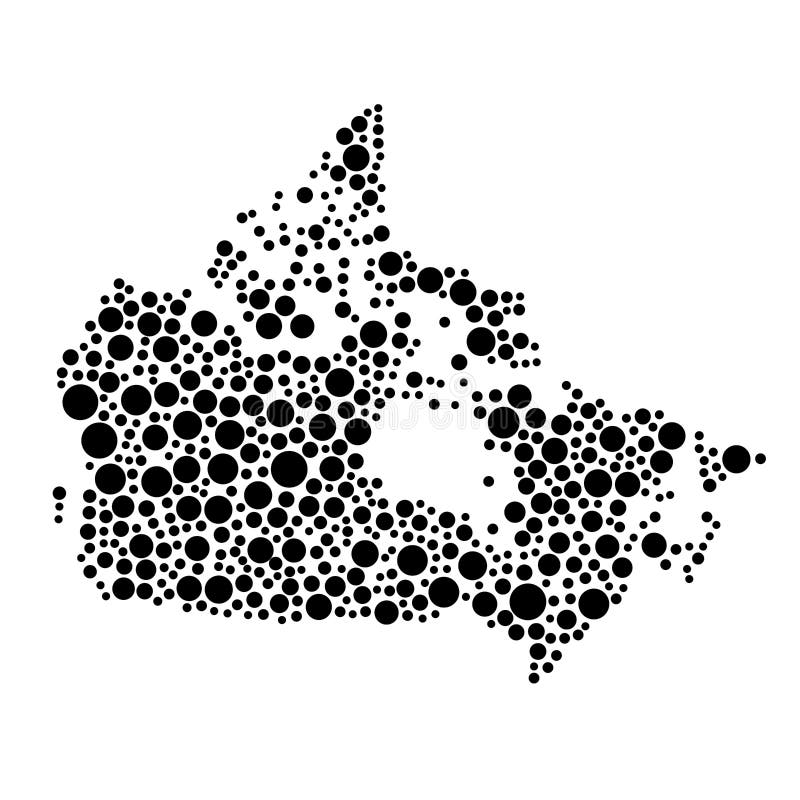 Canada Map from Black Circles of Different Diameters or Spots, Blotches ...