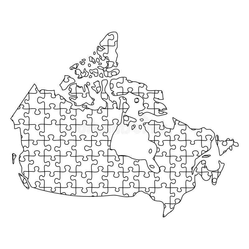 Canada Map from Black Pattern Composed Puzzles. Vector Illustration ...
