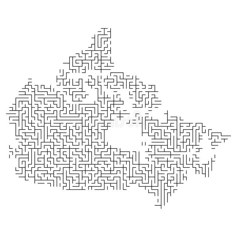 Canada Map from Black Pattern of the Maze Grid. Vector Illustration ...