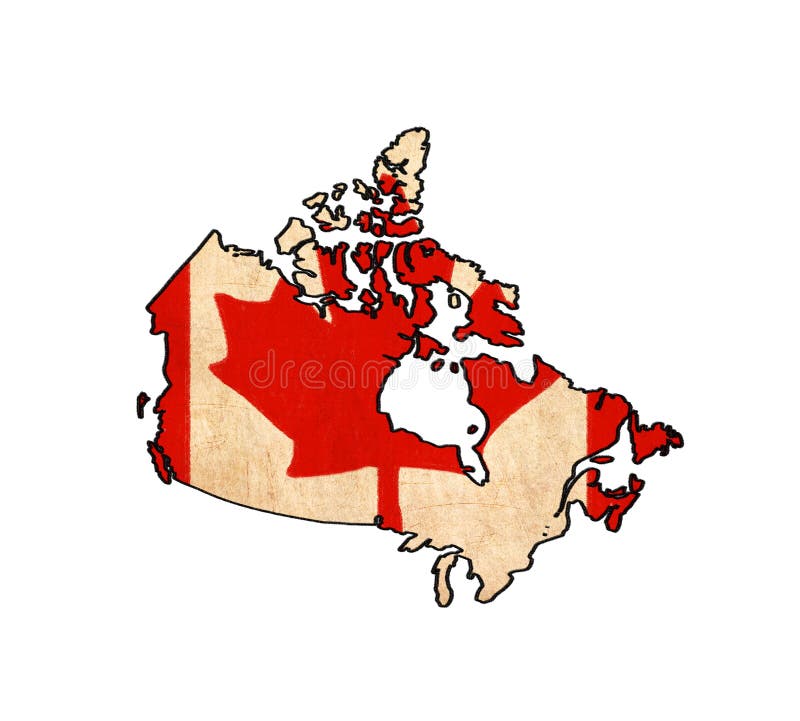 Canada Map on Canada Flag Drawing Stock Illustration - Illustration of ...