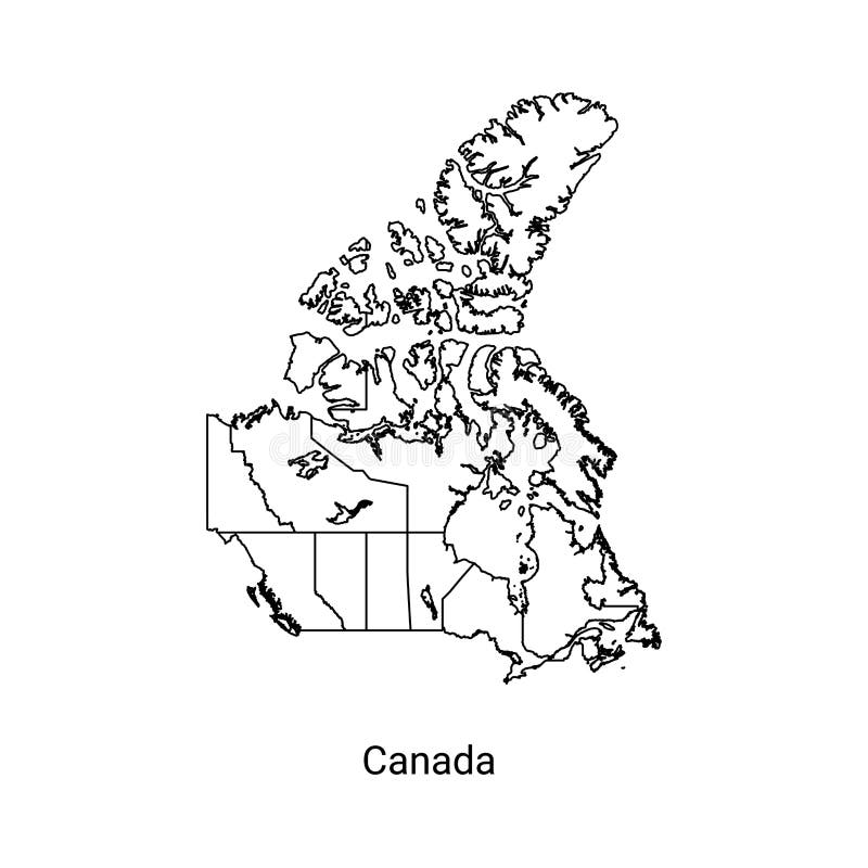 Canada Map Color Line Element. Border of the Country Stock Vector ...