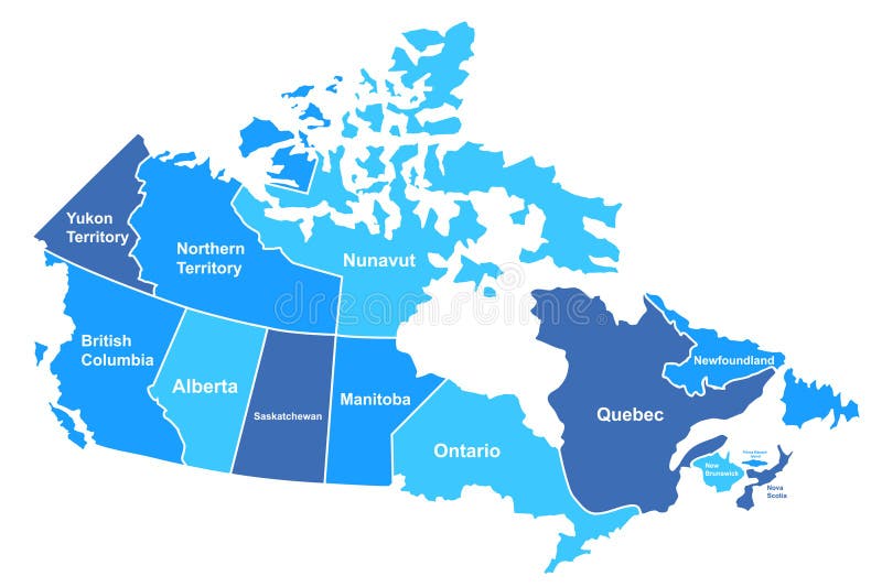 Canada Map. Canada Map with Division and Province Names Isolated Stock ...