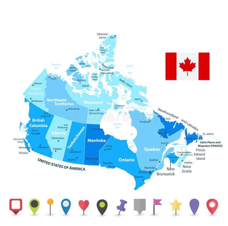 Canada Map and flat Icons stock vector. Illustration of canada - 227287533