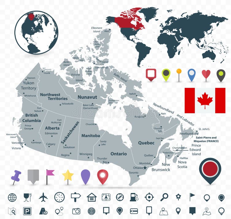 Canada Map on Transparent Background Stock Vector - Illustration of ...