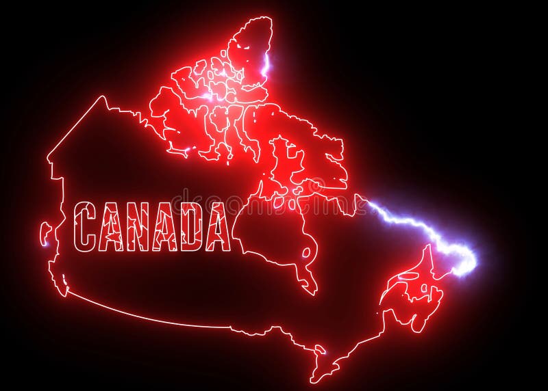 Canada Map with Neon Light. Creative Glow Animation, Canada Outline ...